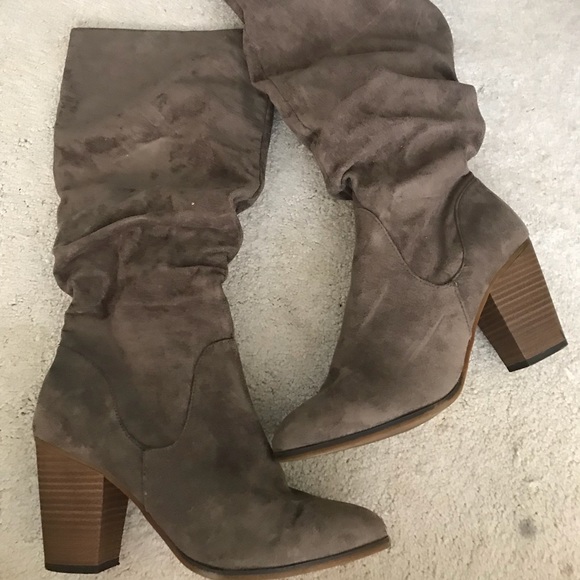 Shoes | Neutral Brown High Rise Boots | Poshmark